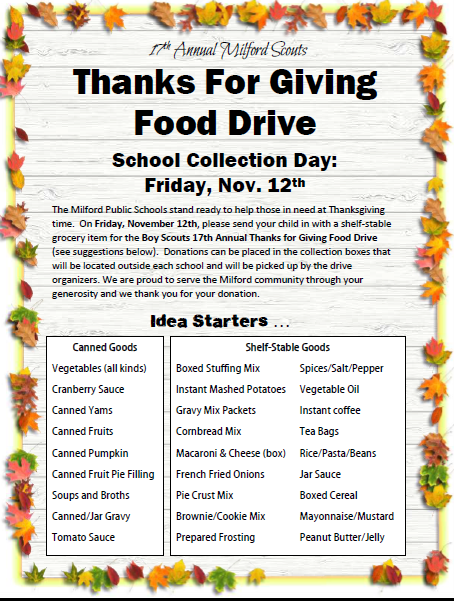 Thanks For Giving Food Drive School Collection Day: Friday, Nov. 12th ...